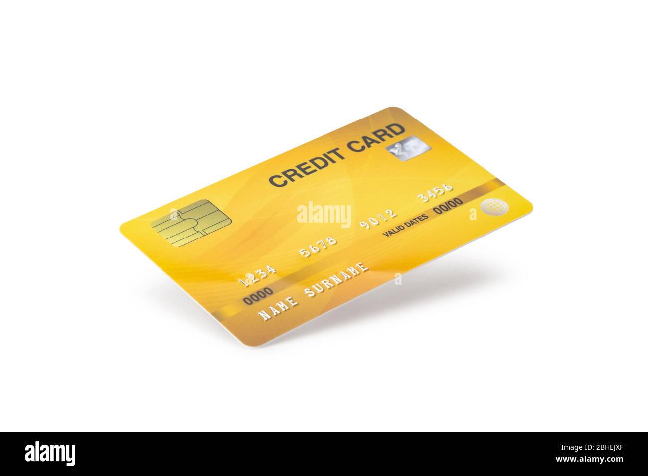 Yellow Credit Card isolated on white background with clipping path ...