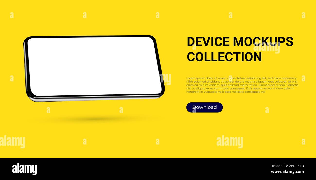 Realistic Template Mock Up Of A Horizontally Rotated Angled Smartphone For Web Design Webpages