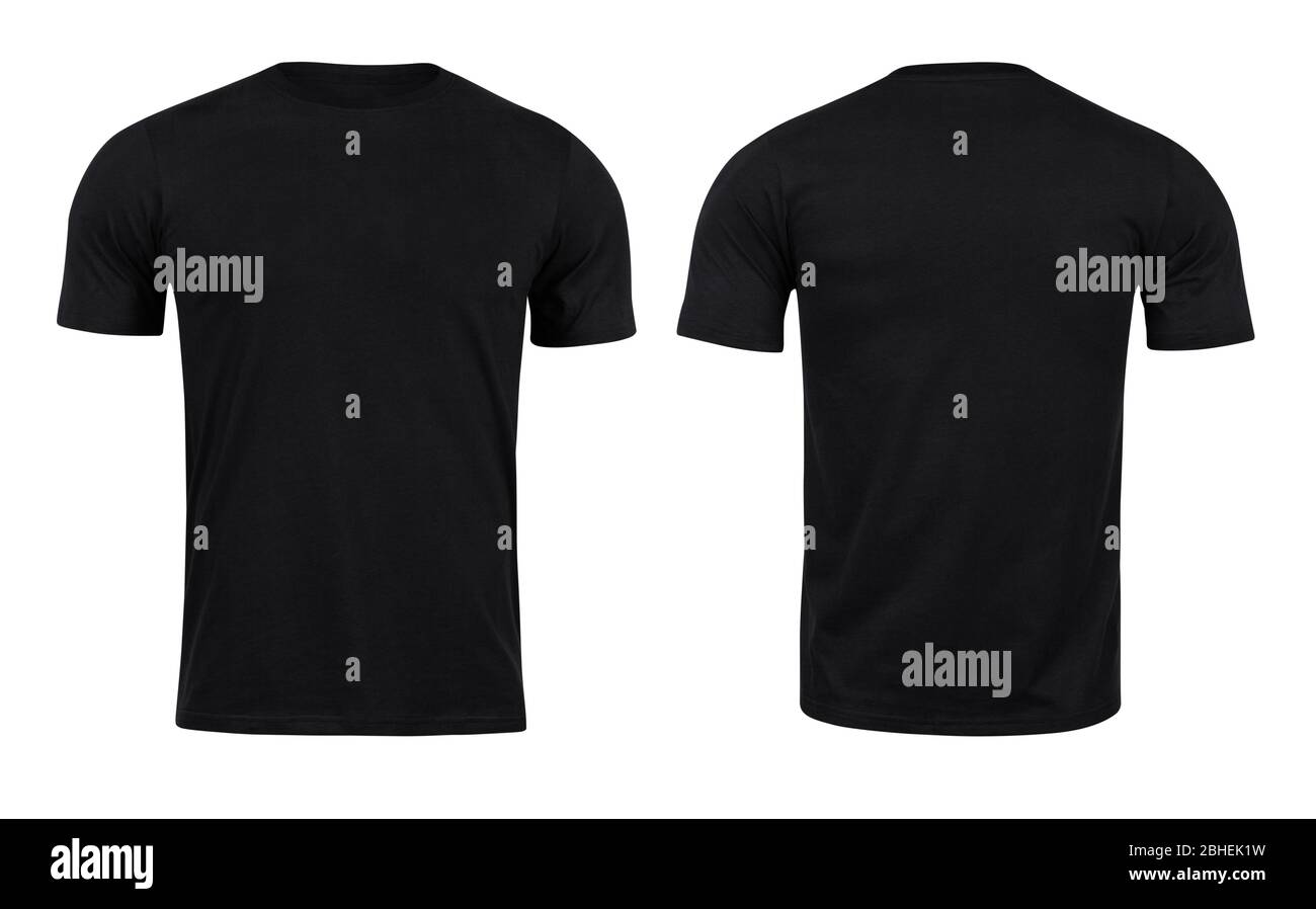 Black T-shirts front and back use for design isolated on white ...