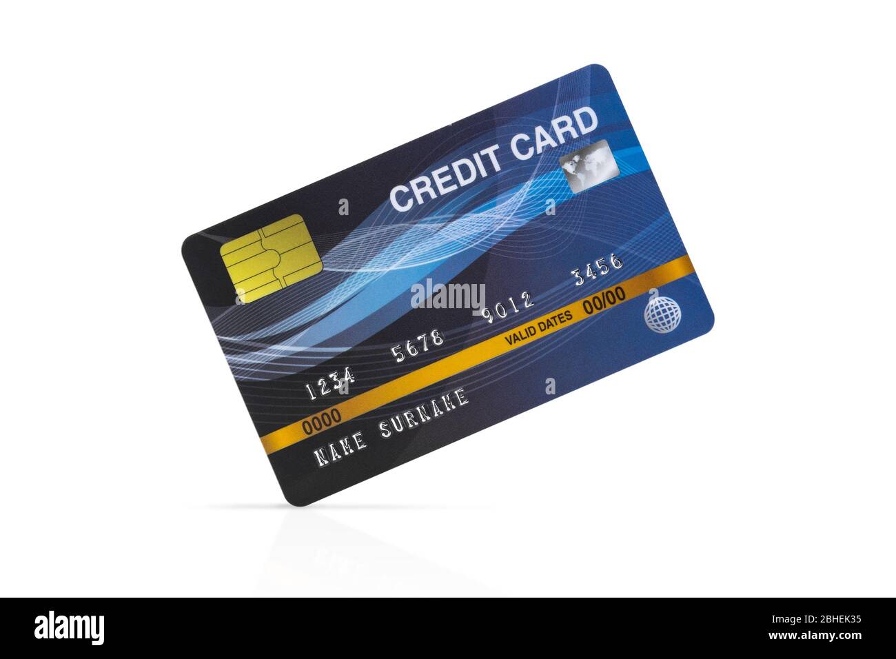 Blue Credit Card isolated on white background with clipping path Stock ...