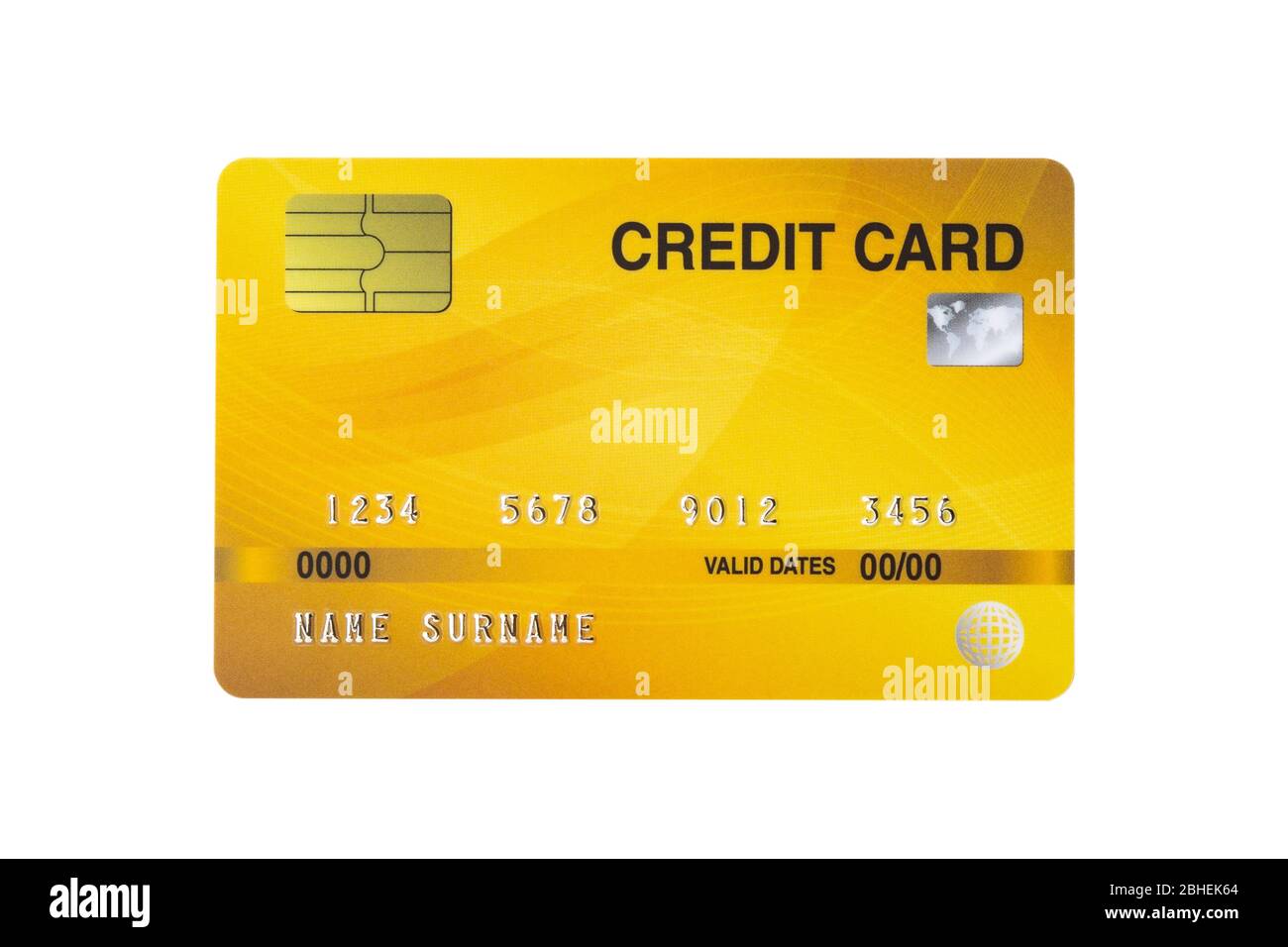 Yellow Credit Card isolated on white background with clipping path ...