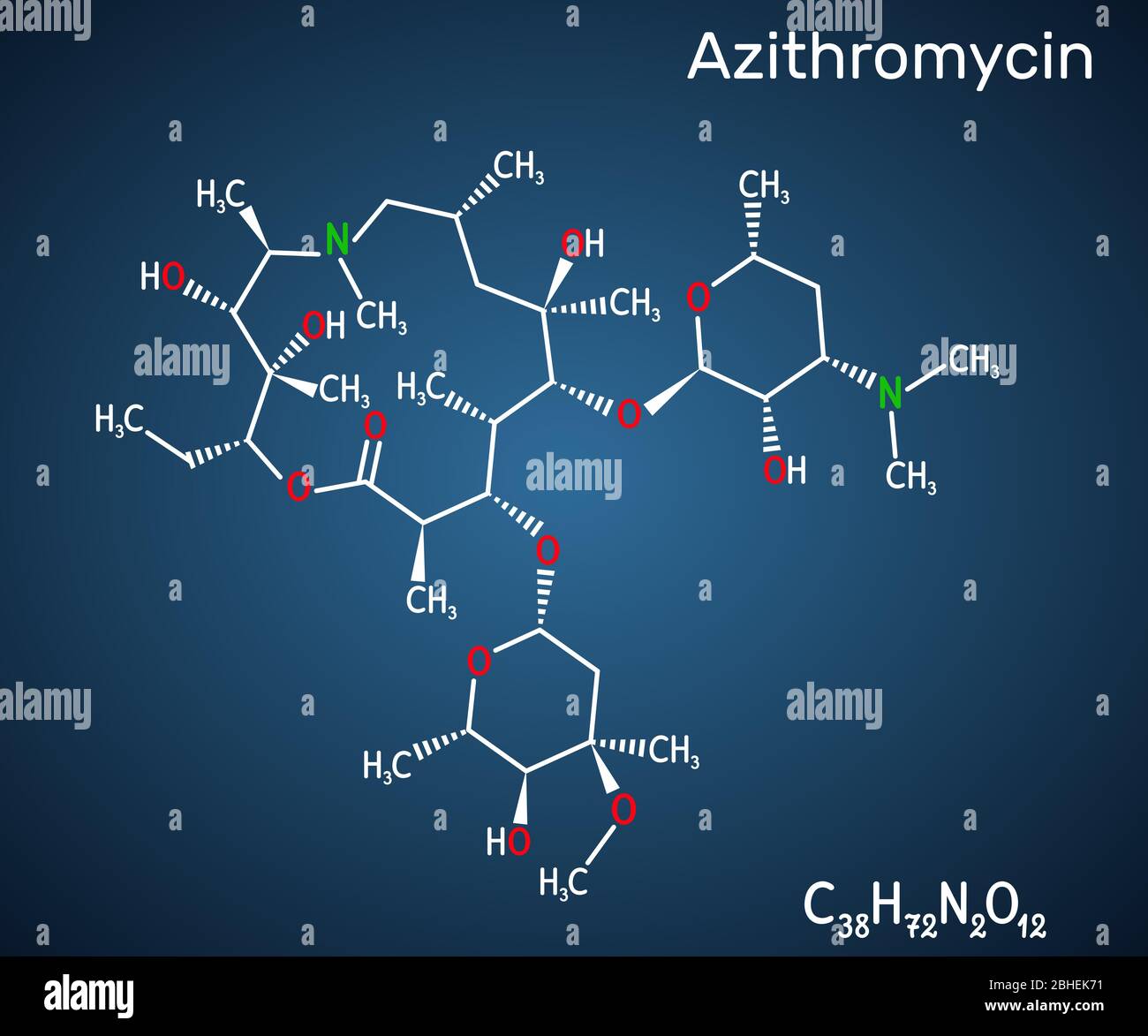 Azithromycin molecule. It is macrolide antibiotic. Сombination of ...