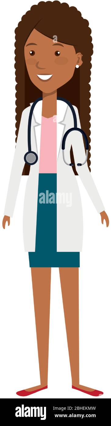 doctor female afro with stethoscope isolated icon Stock Vector Image ...