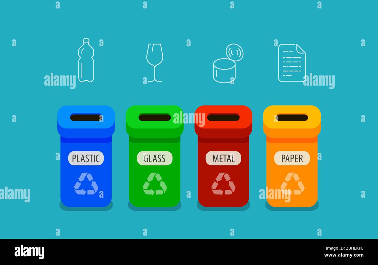 Sorting garbage infographic. Recycling bins vector illustration Stock ... Sorting garbage infographic. Recycling bins vector illustration Stock ...