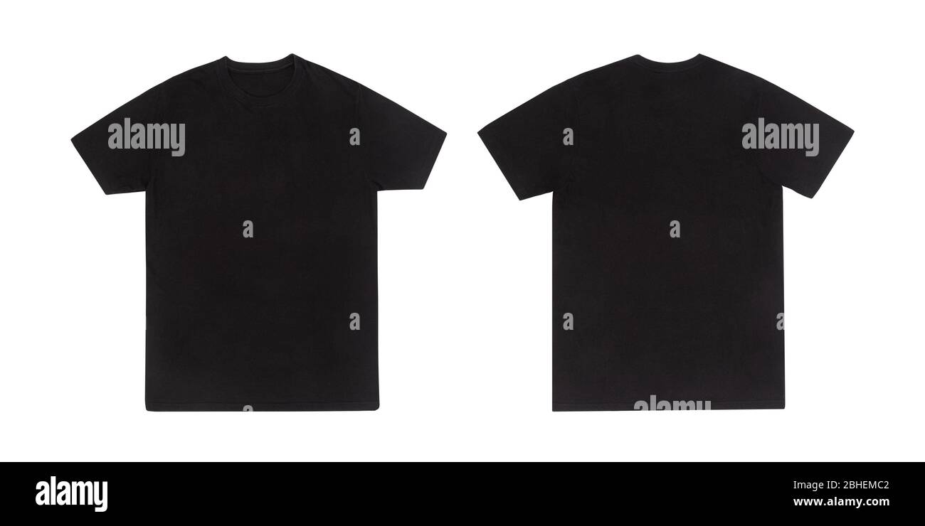Black T-shirts front and back use for design isolated on white ...