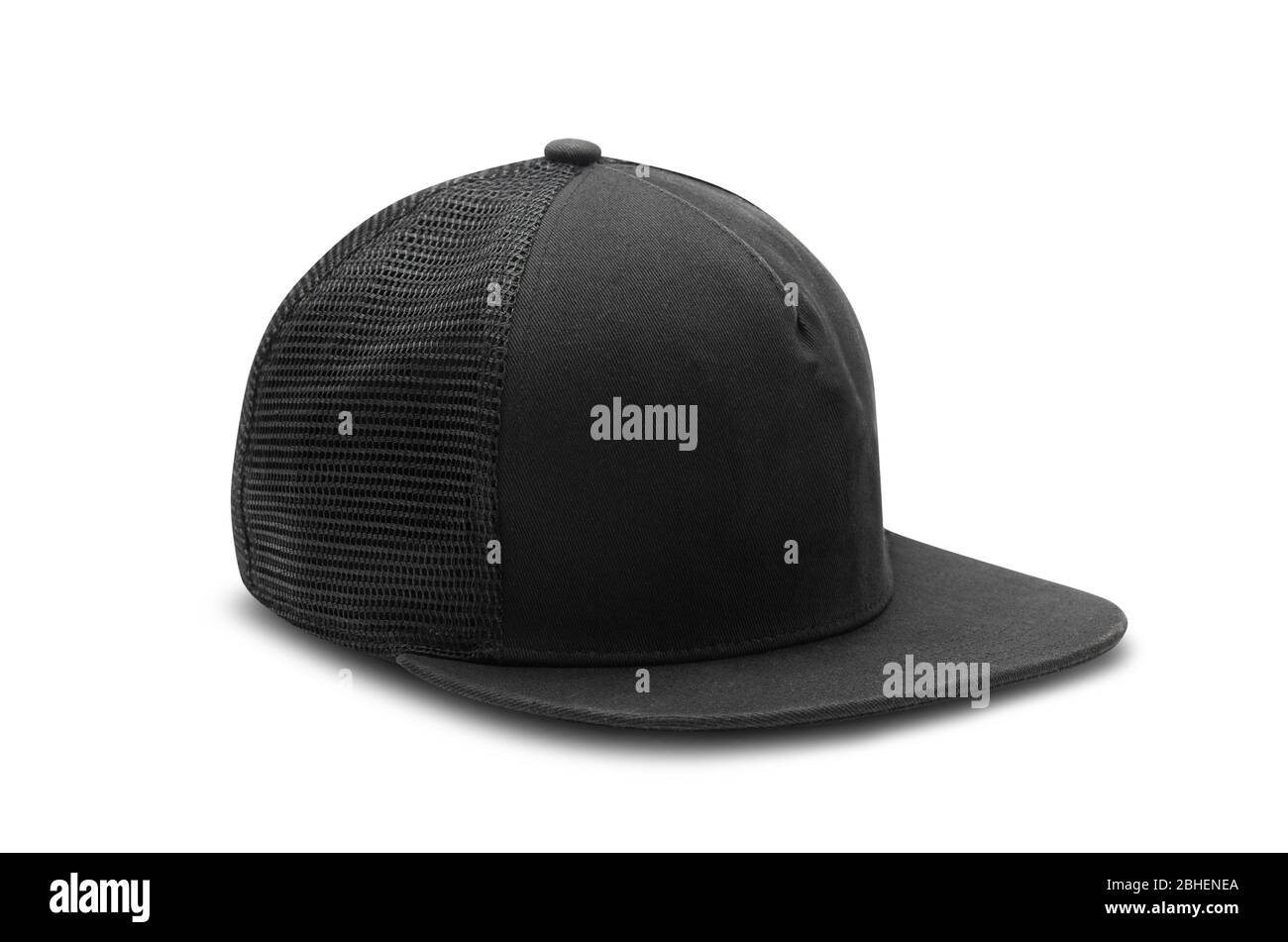 Black snapback cap isolated on white background with clipping path ...