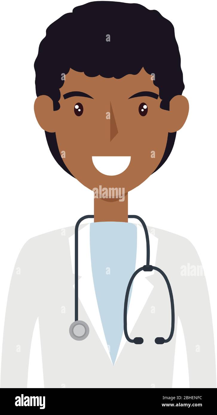 doctor male afro with stethoscope isolated icon Stock Vector Image ...