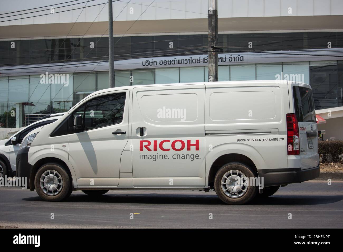 Chiangmai, Thailand - March 24 2020: Toyota commuter van Ricoh Company ...