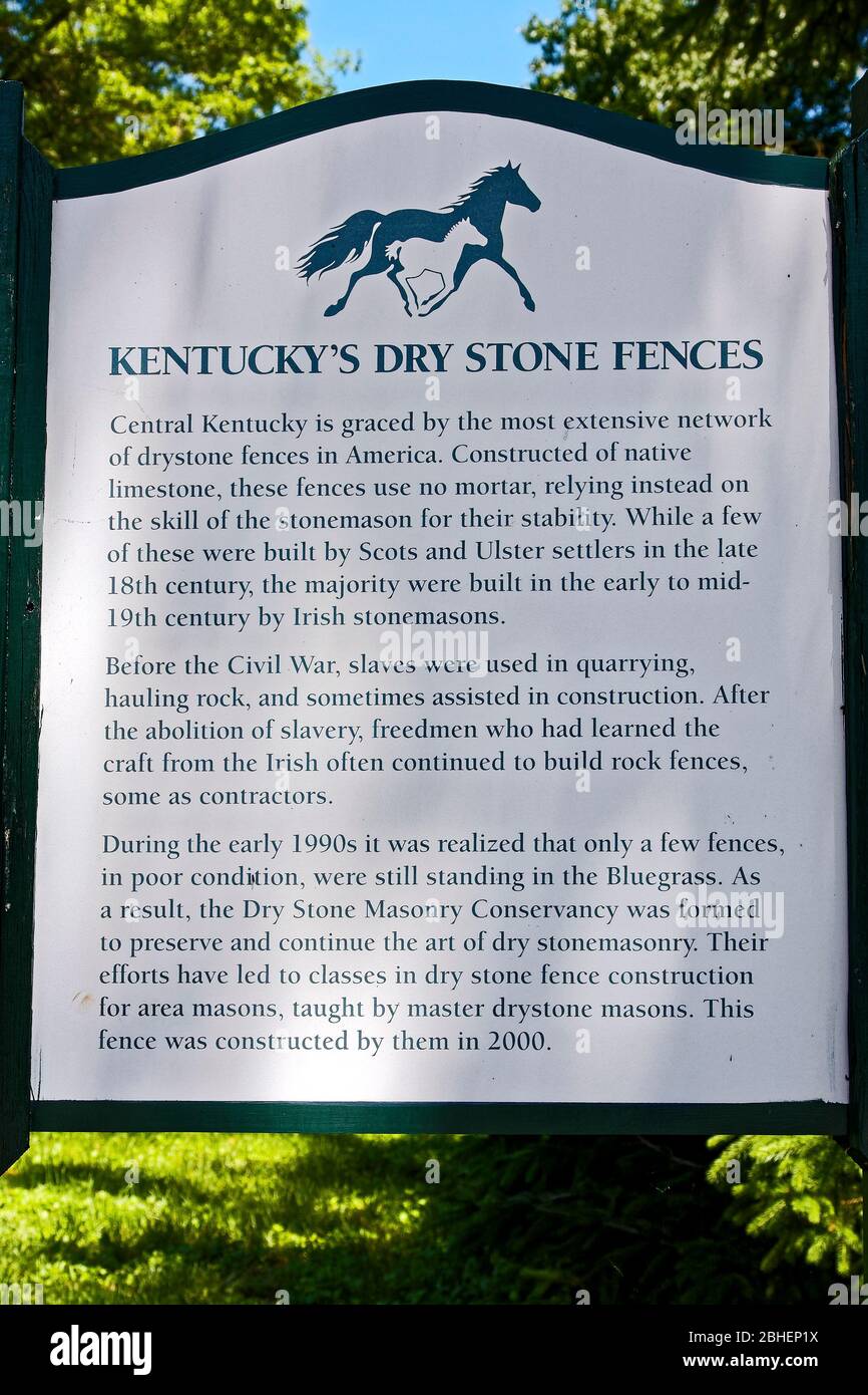 informational sign, Kentucky's Dry Stone Fences, tradition, Kentucky ...