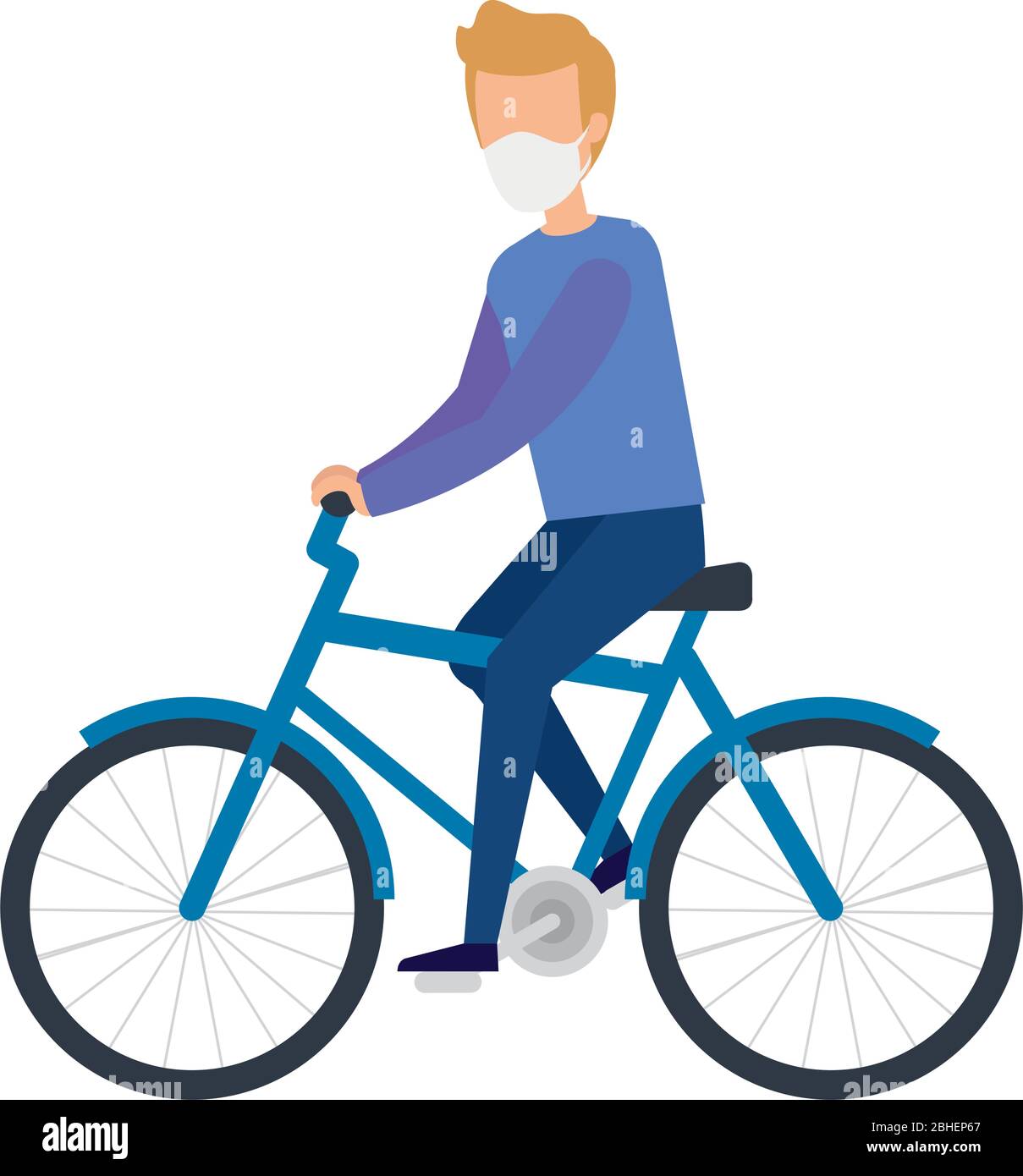 young man with face mask in bike Stock Vector Image & Art - Alamy