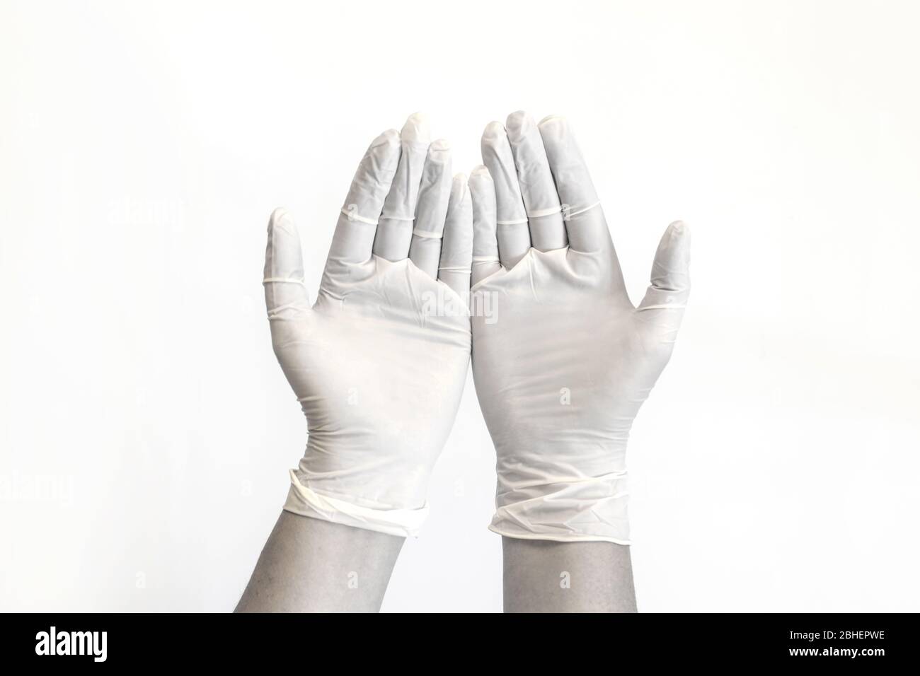 Paramedic doctor hands palms up in medical gloves. Health and ...