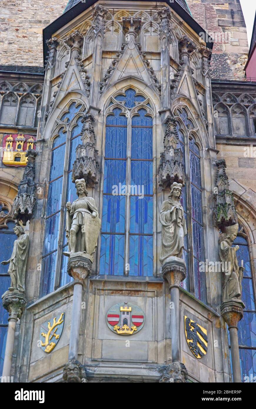Town Hall in Prague, balcony detail with decorative elements and ...