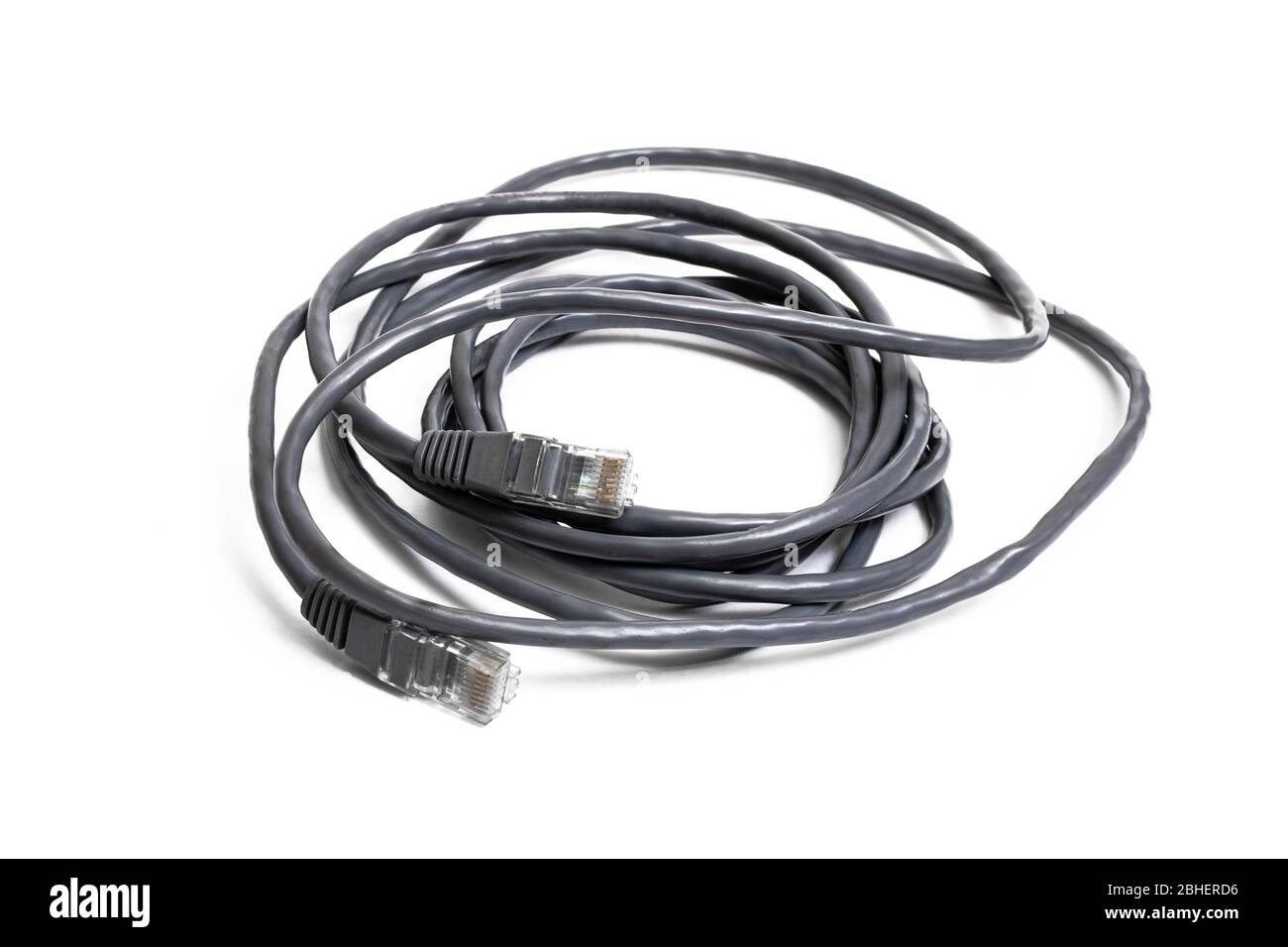 Gray cable for internet connection isolated on white background Stock ...