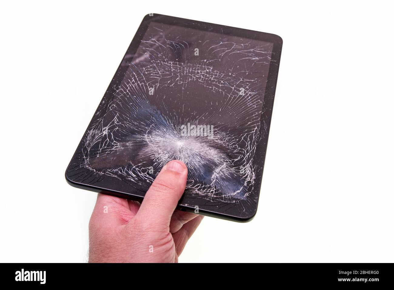 Hand holding mobile broken screen Cut Out Stock Images & Pictures - Alamy