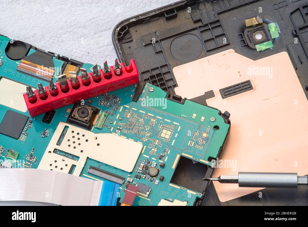 Disassembled tablet device during repairing process, close image Stock ...