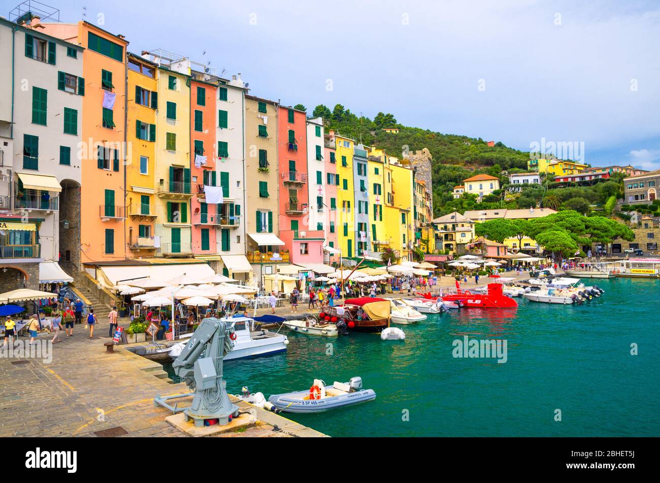 Portovenere, Italy, September 13, 2018: row of colorful multicolored ...