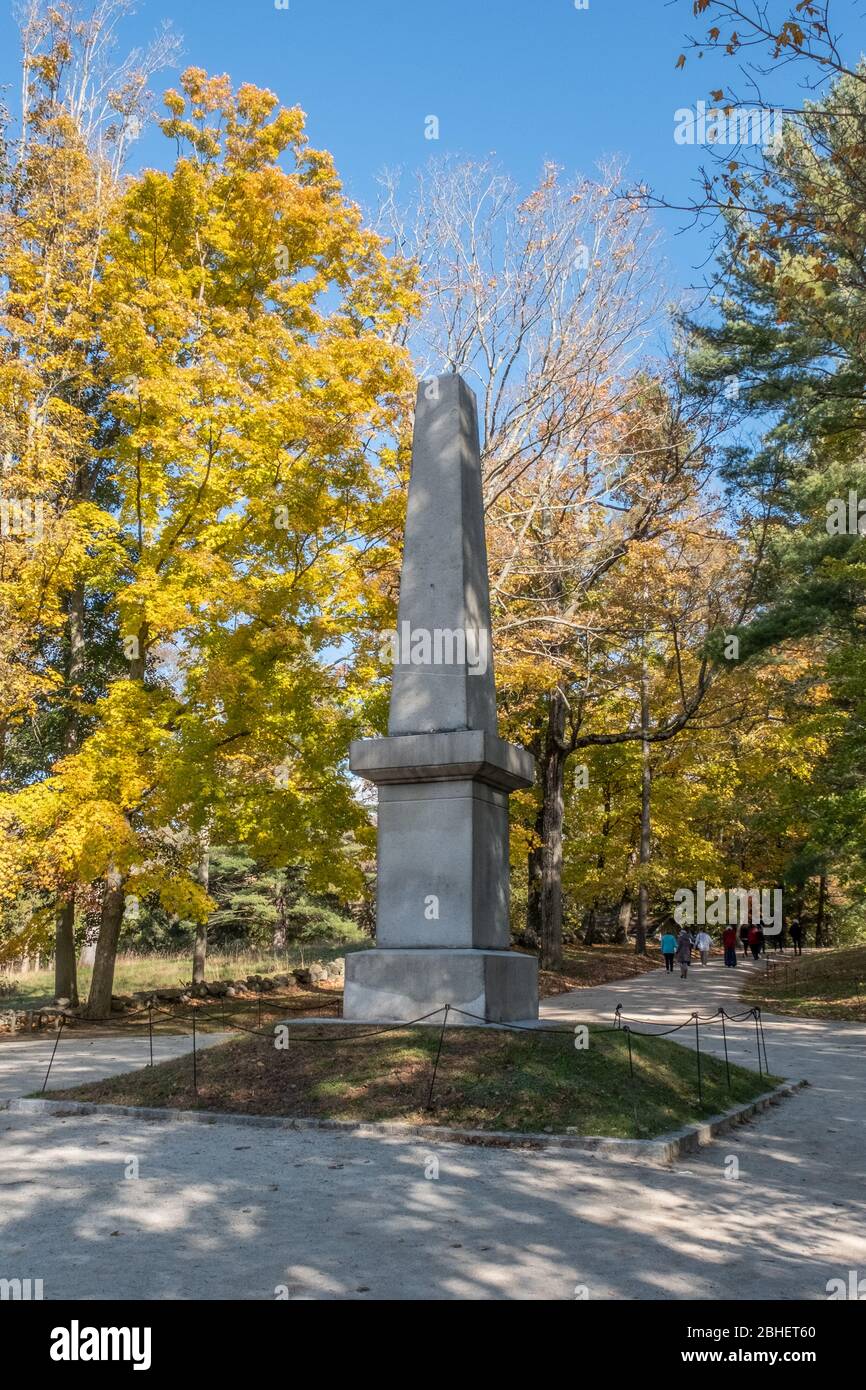 The monument commemorating the beginning of the Revolutionary War on ...