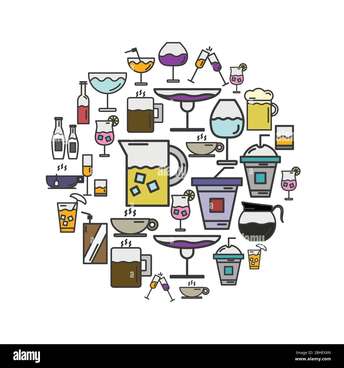 Set of Drinking Icon with Color Stock Vector Image & Art - Alamy