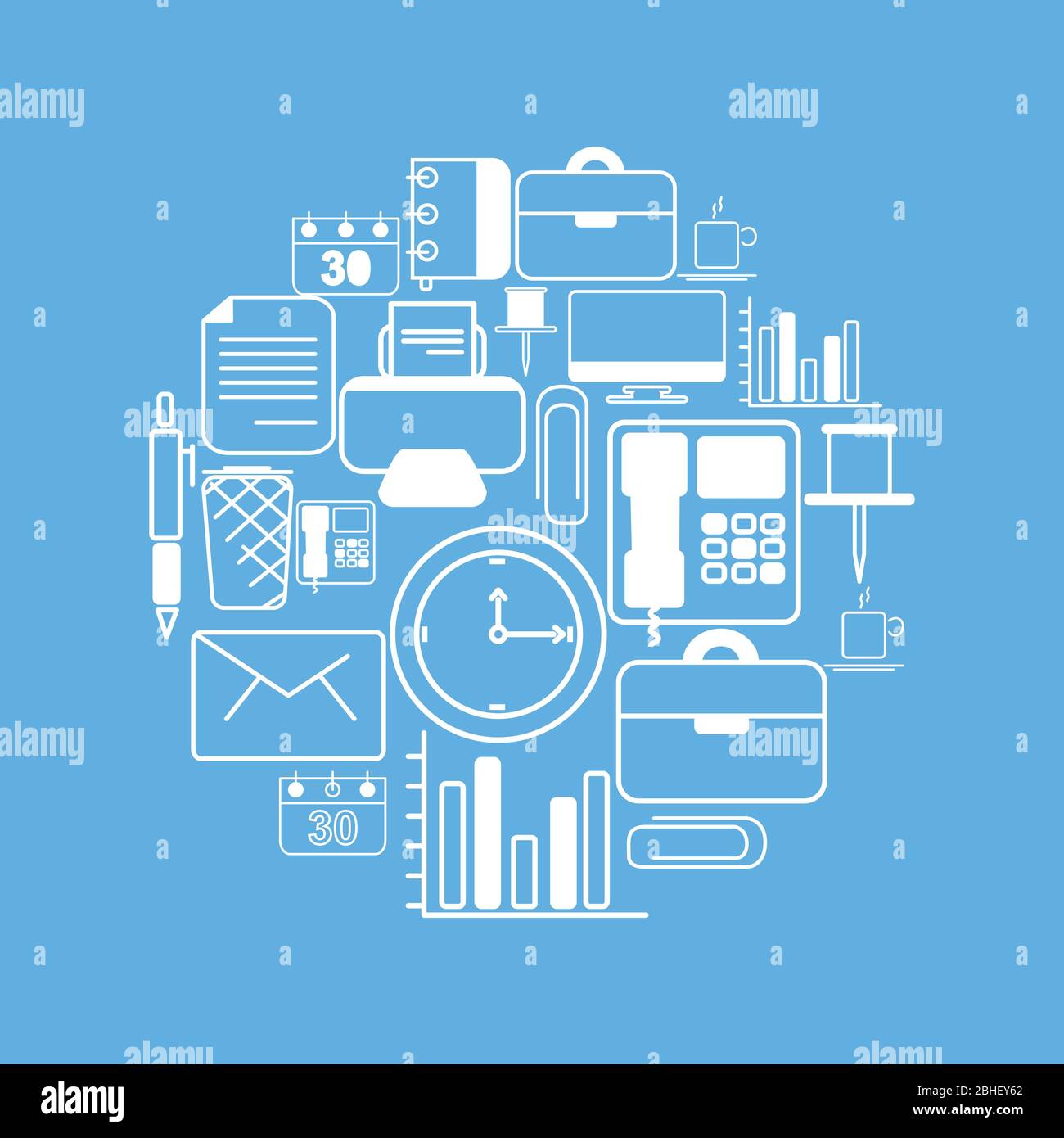 Set of Office Icon with White color Stock Vector Image & Art - Alamy