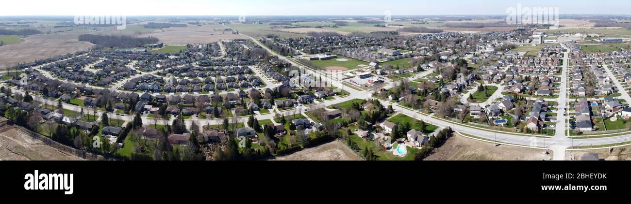 April 25th 2020, Aerial View of Ilderton Ontario Canada Stock Photo - Alamy