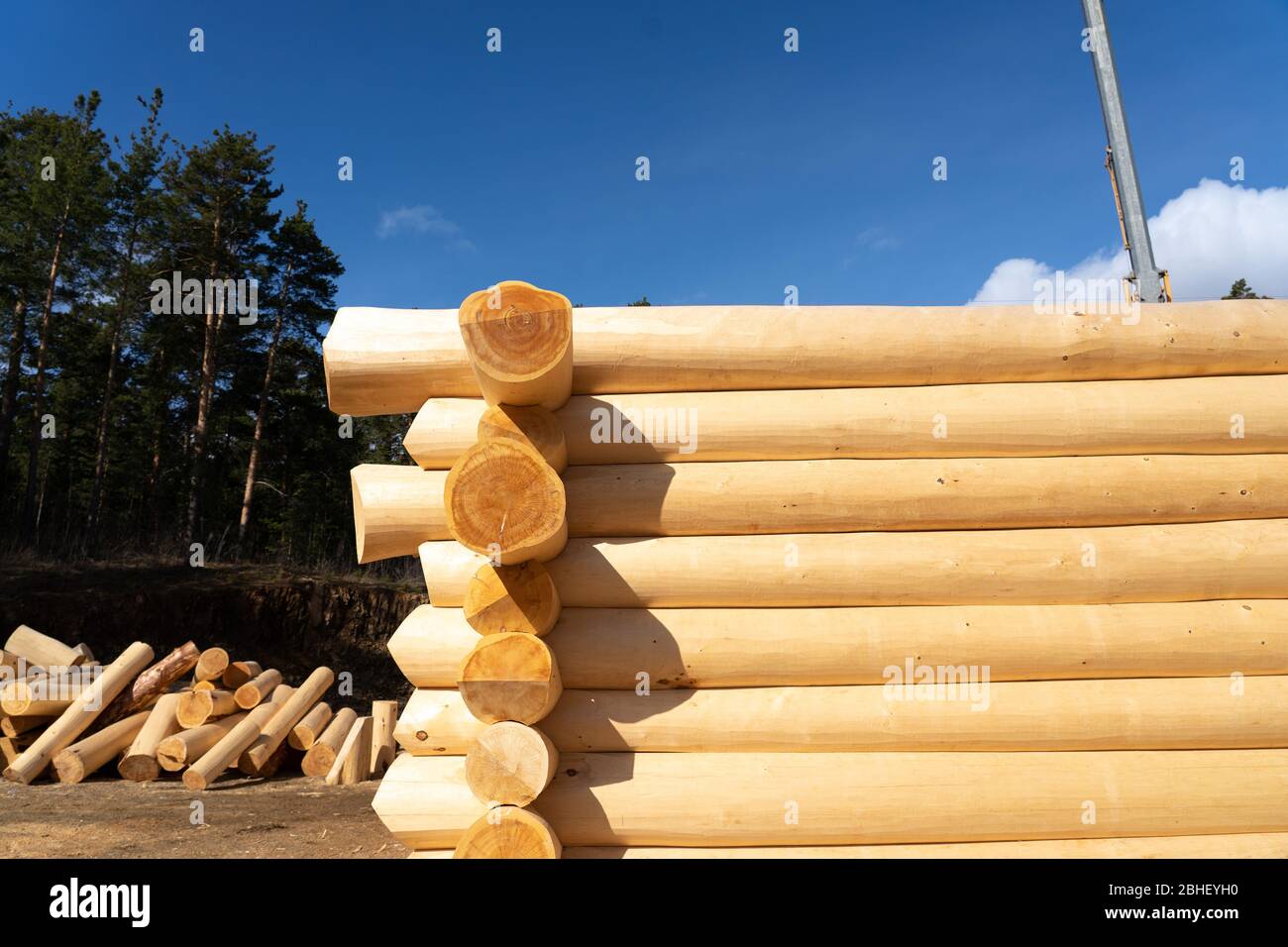 Ethnic wooden log cabin new manufacturing process Stock Photo - Alamy