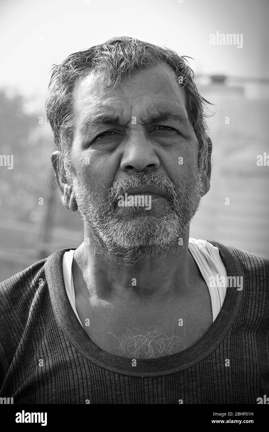 Indian village poor man Black and White Stock Photos & Images - Alamy