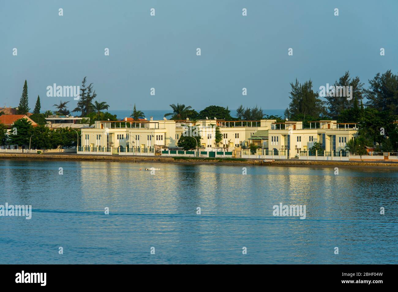 View of an old colonial house in Restinga at Lobito, a port town of ...