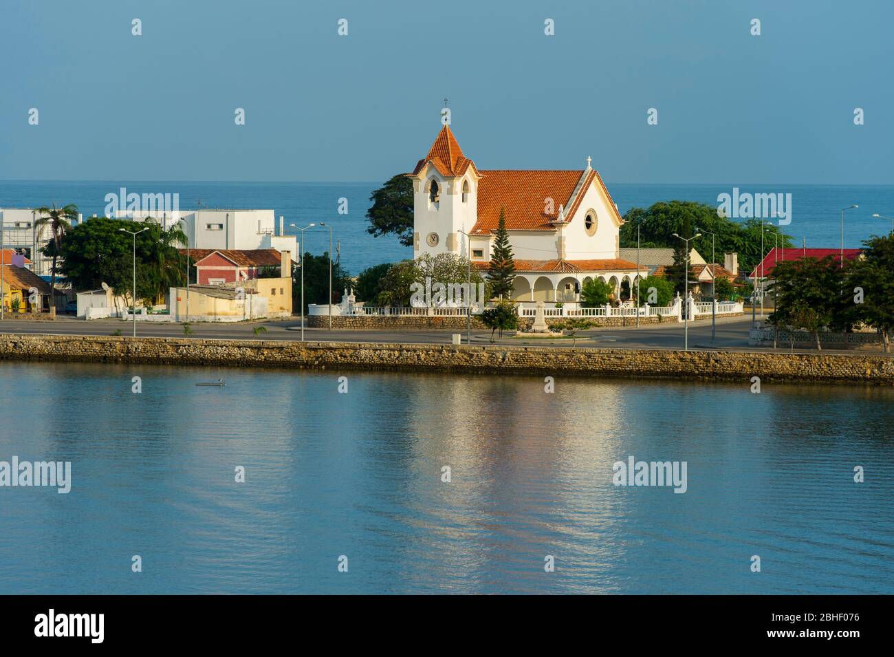 View of old colonial Catholic Church in Restinga at Lobito, Angola ...