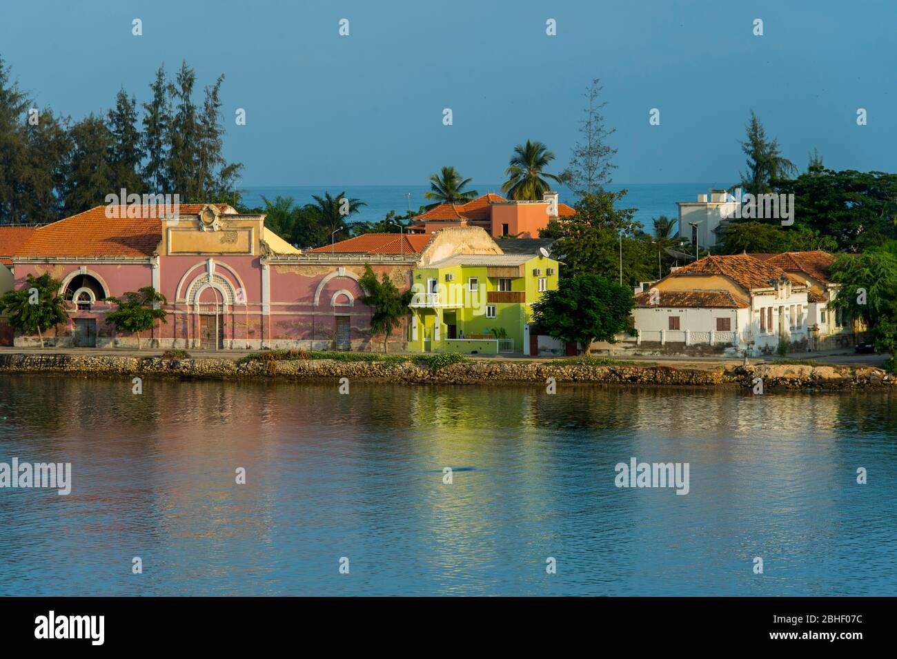 View of an old colonial house in Restinga at Lobito, a port town of ...