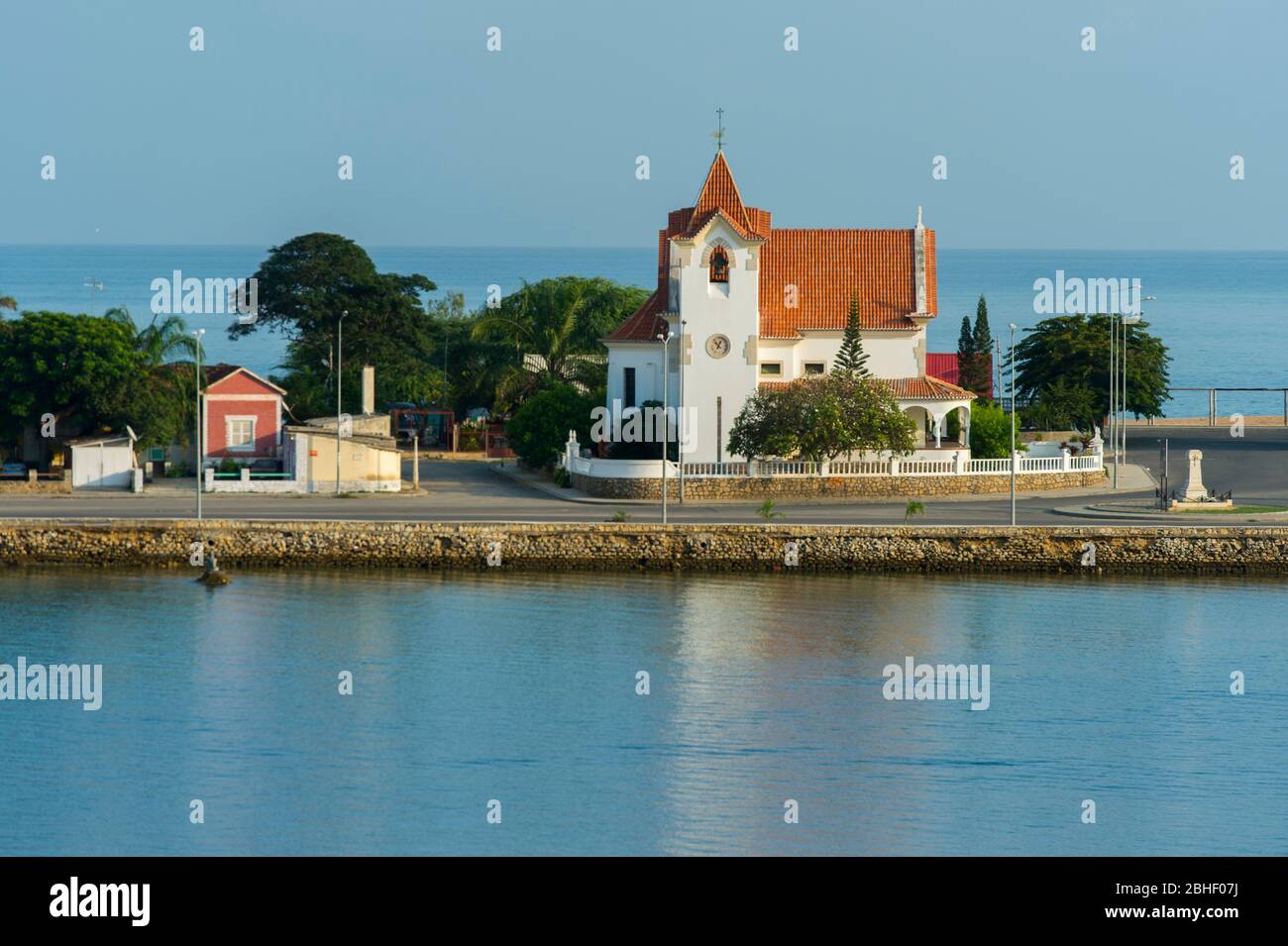 View of old colonial Catholic Church in Restinga at Lobito, Angola ...