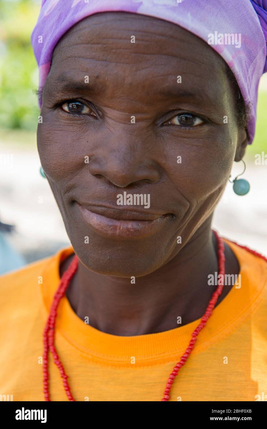 Portrait of local woman in the Garden of Benguela, Angola Stock Photo ...