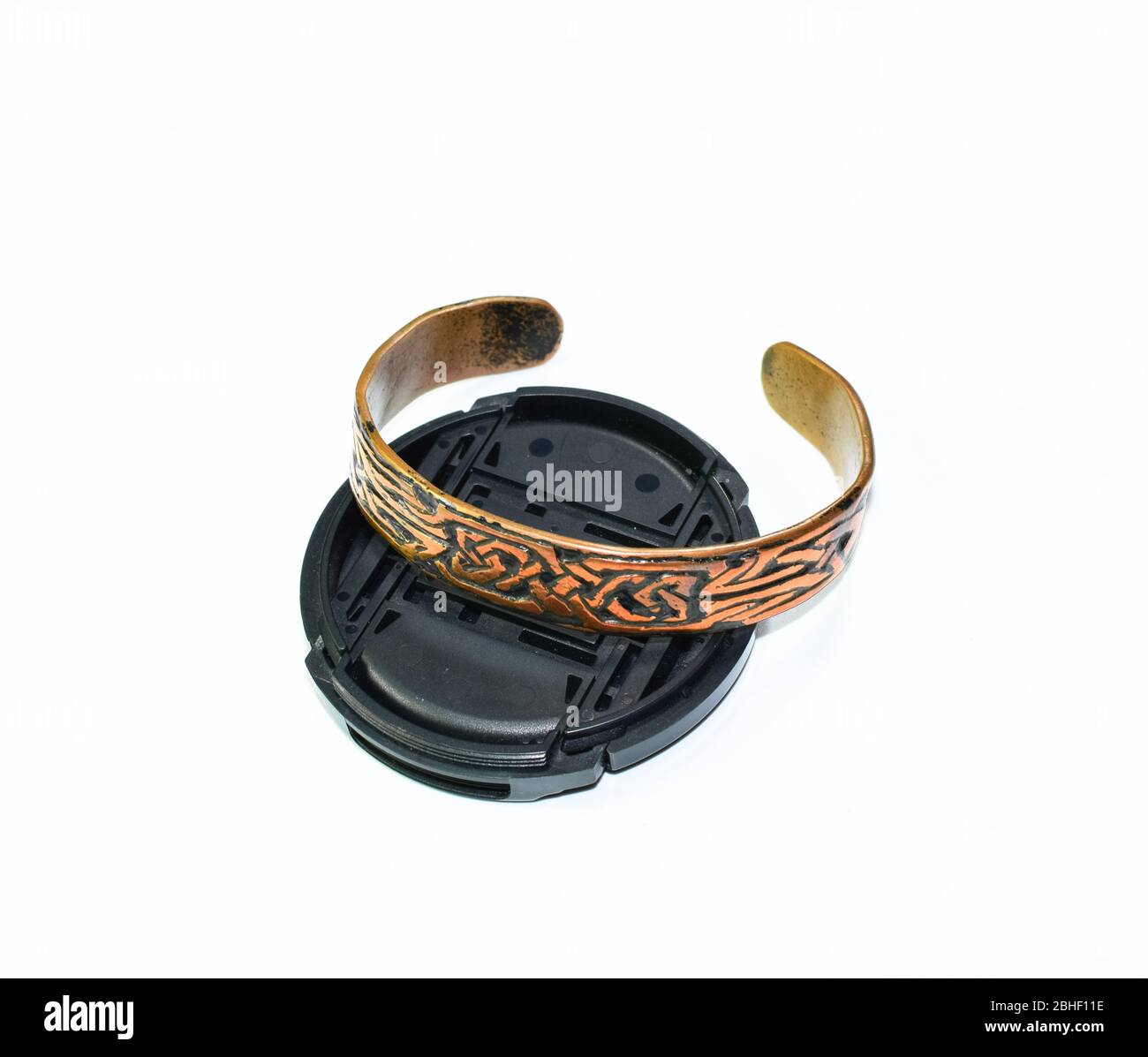 Runic engraved copper wrist bracelet. Copper jewelry bracelet Stock ...