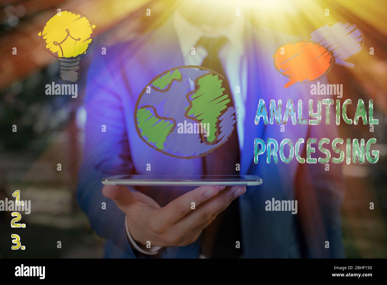 Handwriting text Analytical Processing. Conceptual photo easily View Write Reports Data Mining ...