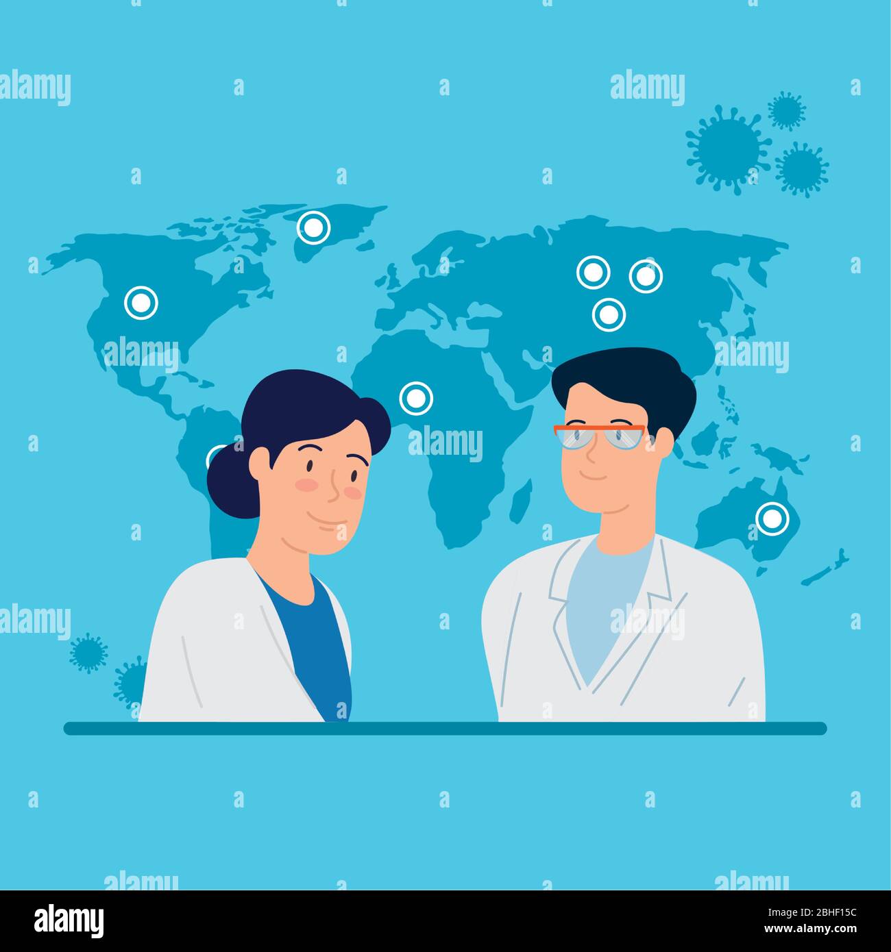 doctor couple with world map Stock Vector Image & Art - Alamy