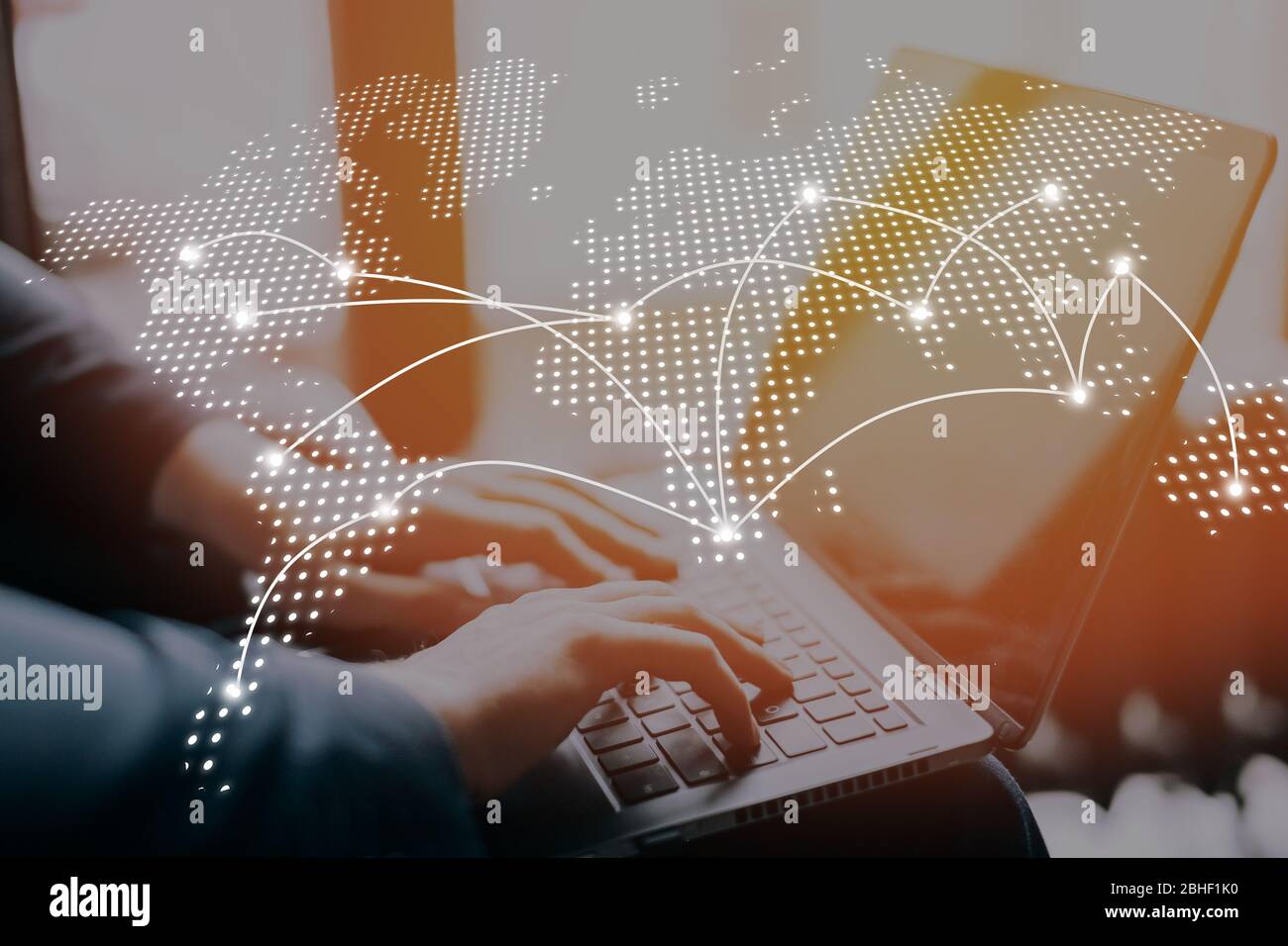 Global company management concept around the world. Close up Stock ...