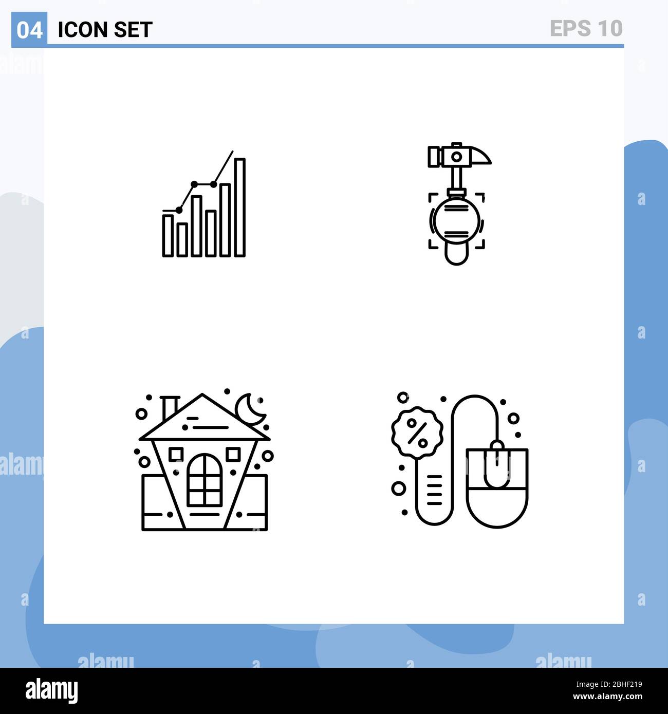 4 User Interface Line Pack of modern Signs and Symbols of graph, break ...