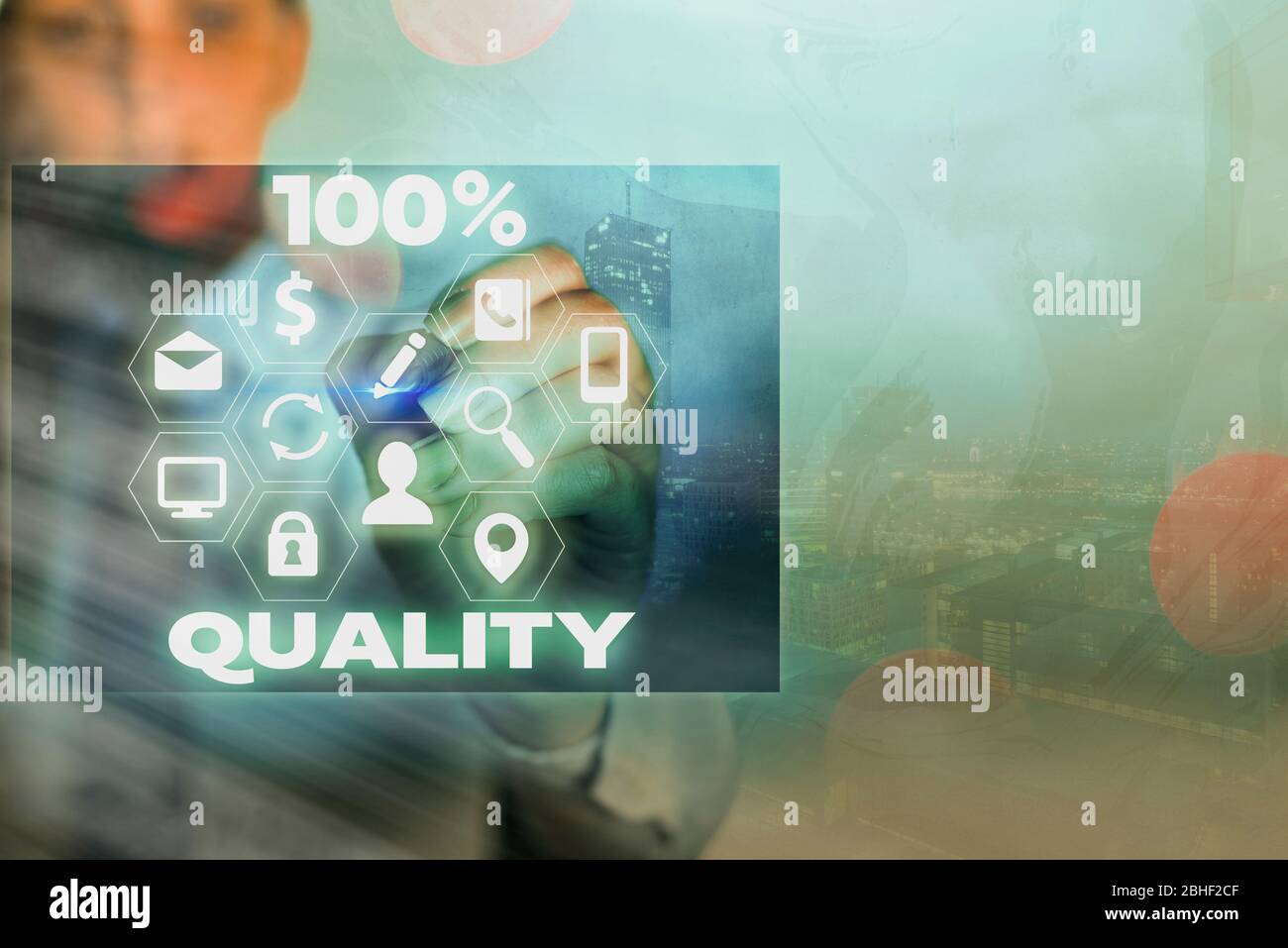 Writing note showing 100 Percent Quality. Business concept for ...