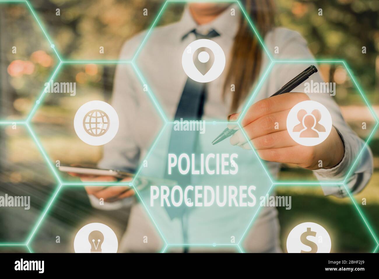 Writing note showing Policies Procedures. Business concept for ...