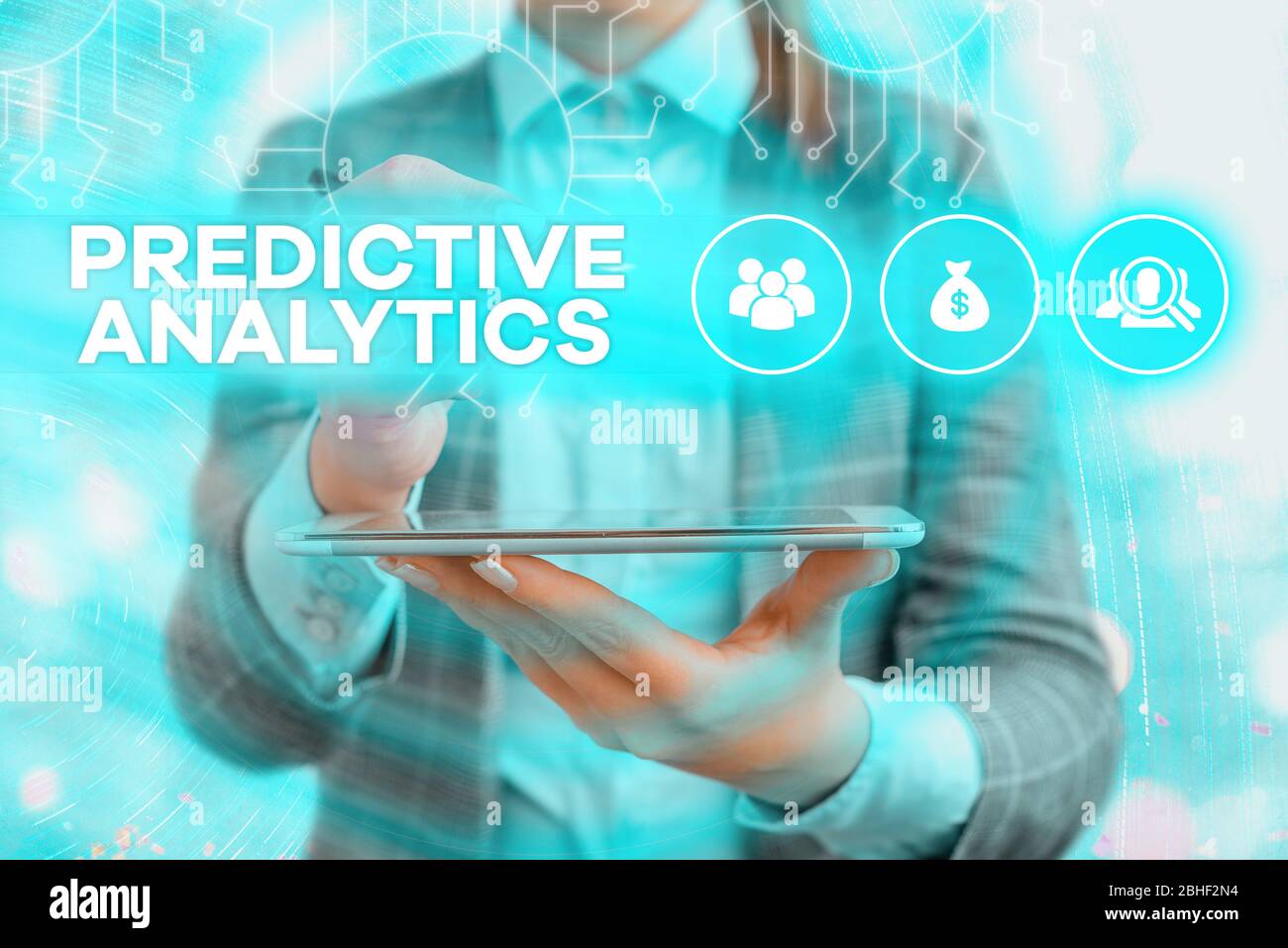 Text sign showing Predictive Analytics. Business photo text Optimize Collection Achieve CRM ...