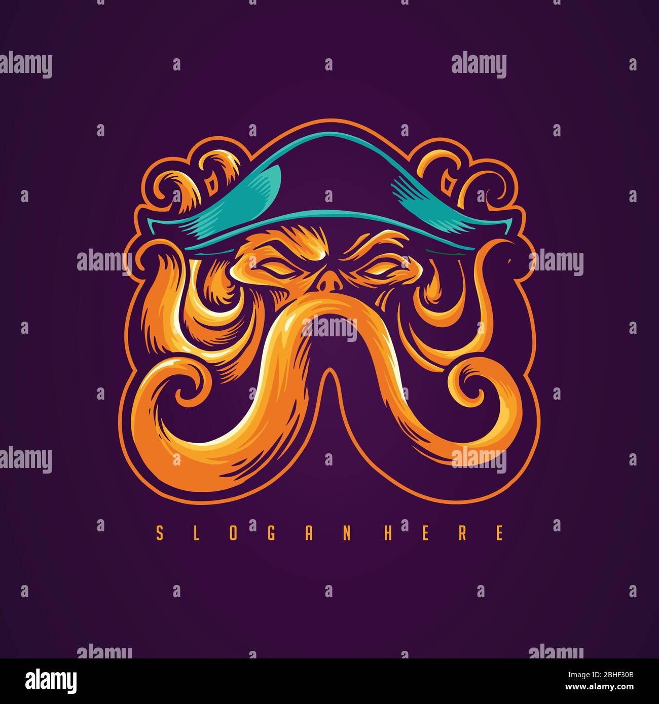 Pirate Octopus Mascot Design Stock Vector Image & Art - Alamy