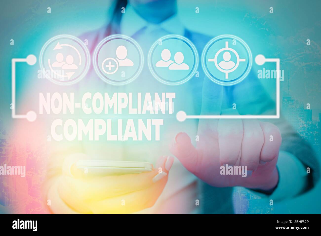 Writing note showing Non Compliant Compliant. Business concept for ...