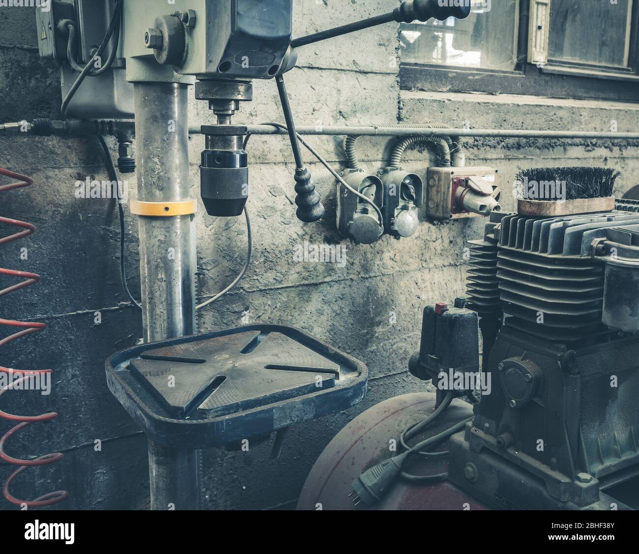 vintage factory - details of various tools Stock Photo - Alamy