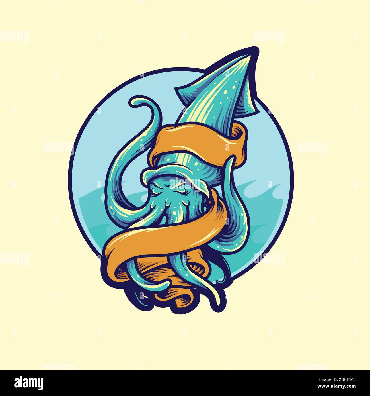 Vector cute squid Hand drawn mascot your design Stock Vector Image ...