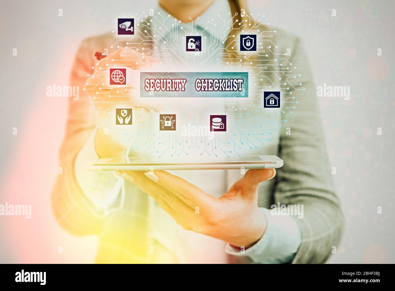 Text sign showing Security Checklist. Business photo text Protection of ...