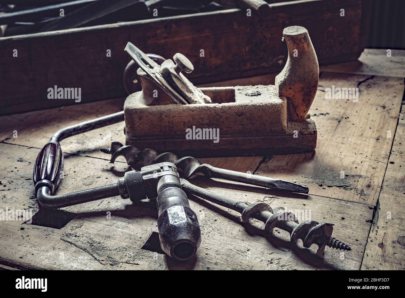 old joinery tools - close up Stock Photo - Alamy