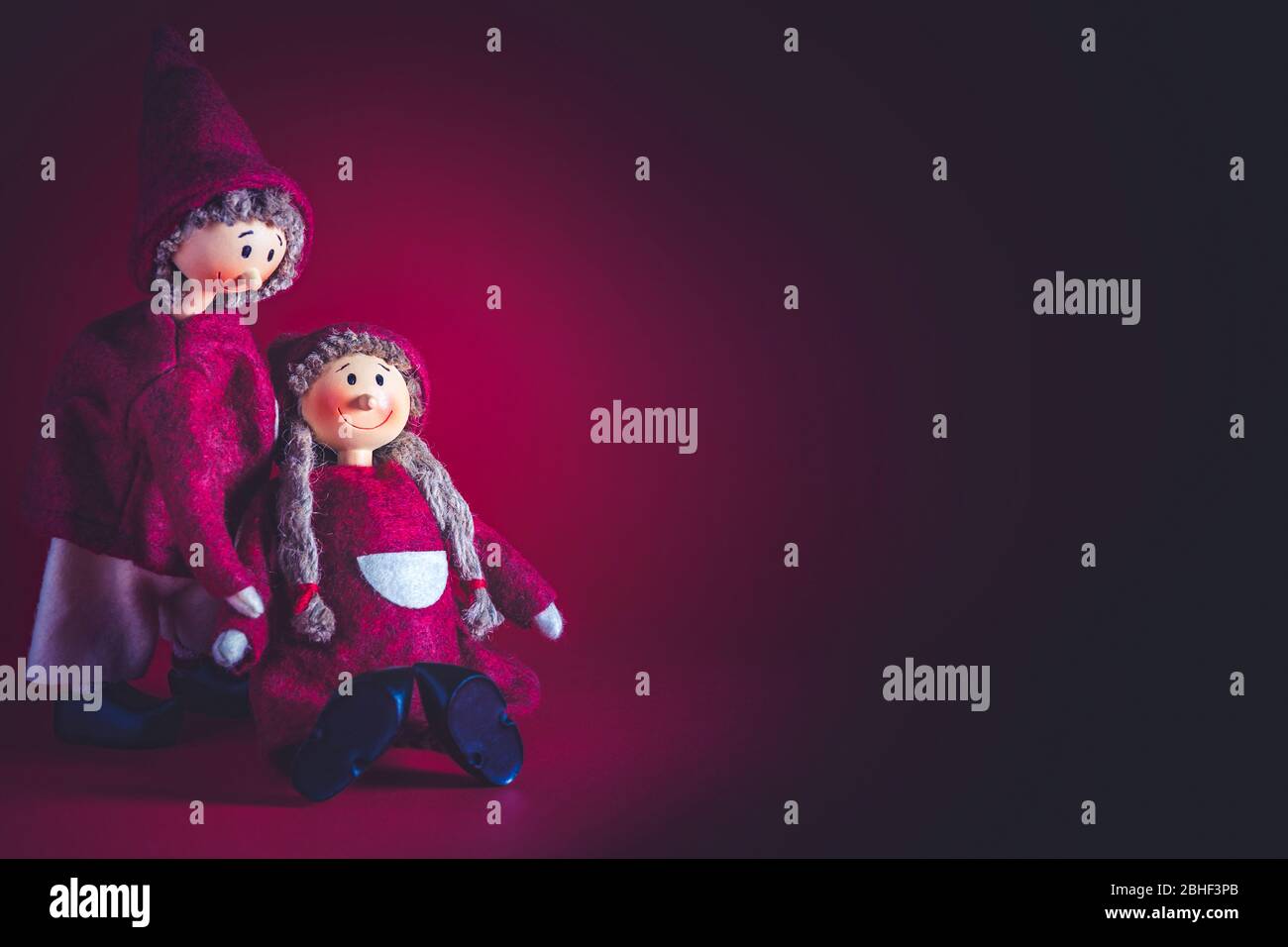 puppets on a red background Stock Photo - Alamy