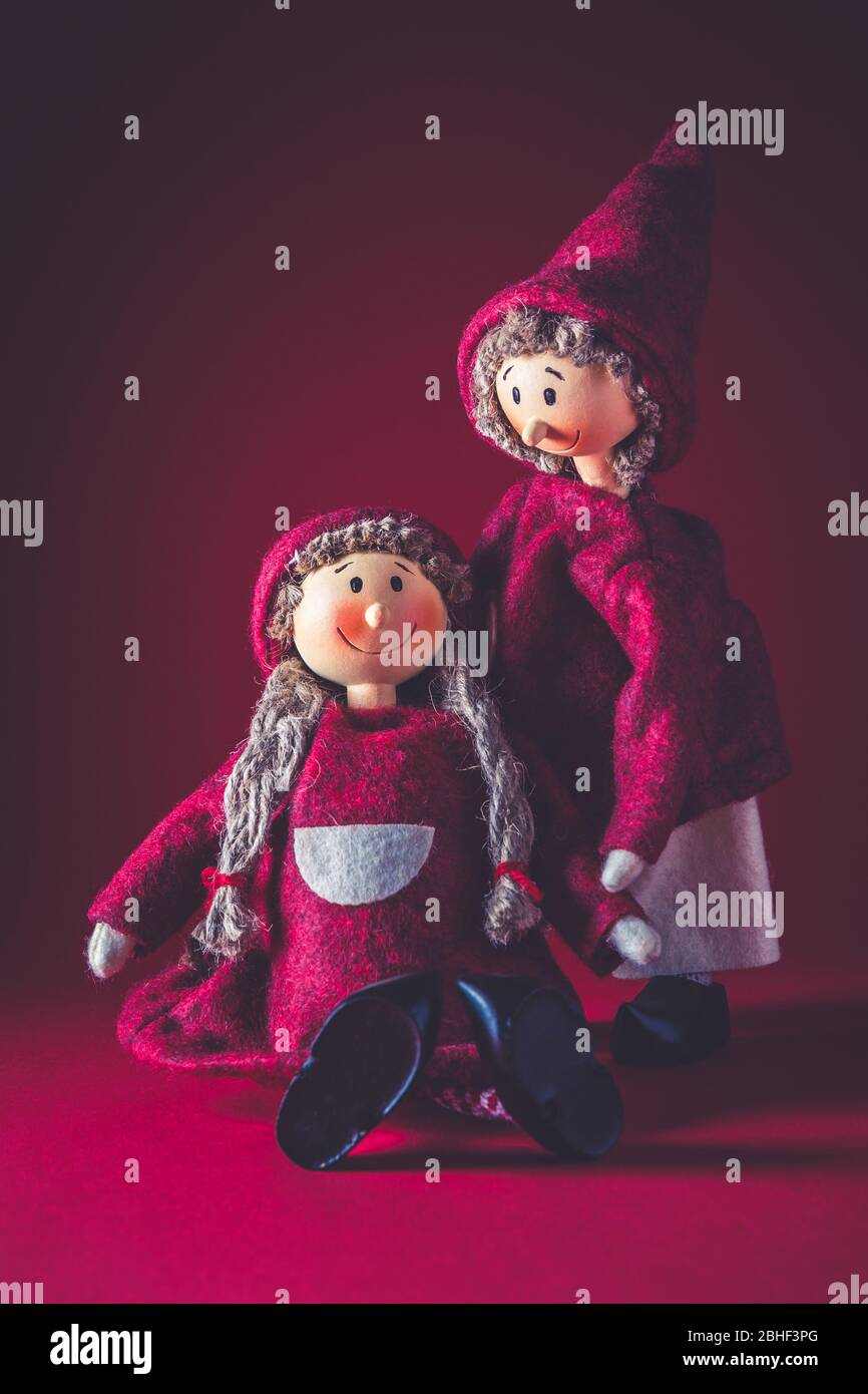 puppets on a red background Stock Photo - Alamy