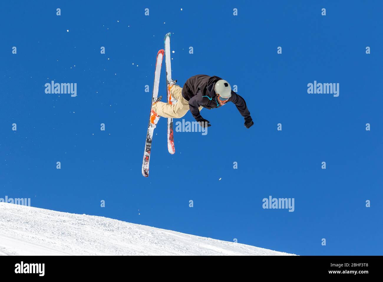 acrobatic ski jump in fresh snow Stock Photo - Alamy