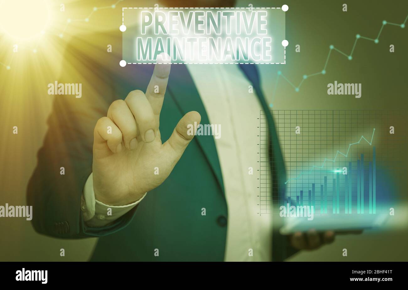 Writing note showing Preventive Maintenance. Business concept for Avoid ...