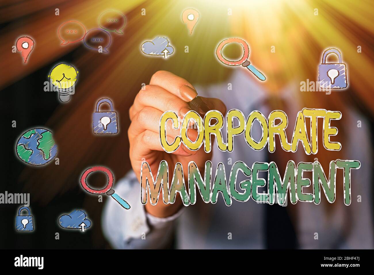 Handwriting text Corporate Management. Conceptual photo all Levels of ...